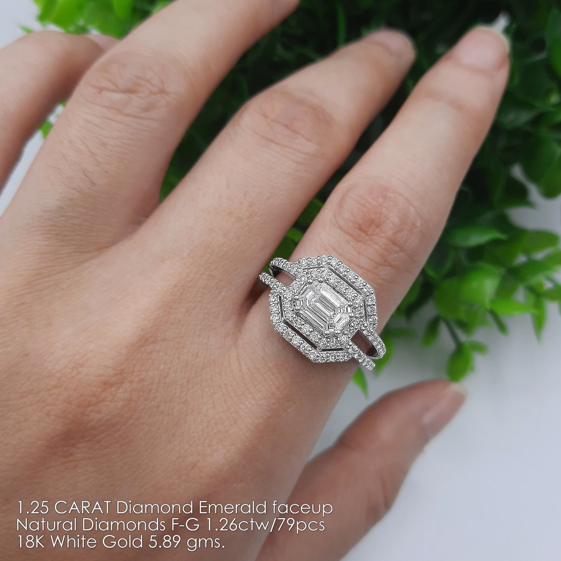 1.25ct Emerald Cut Diamond Faceup Natural Diamonds Pie-cut 1.26ctw in ...