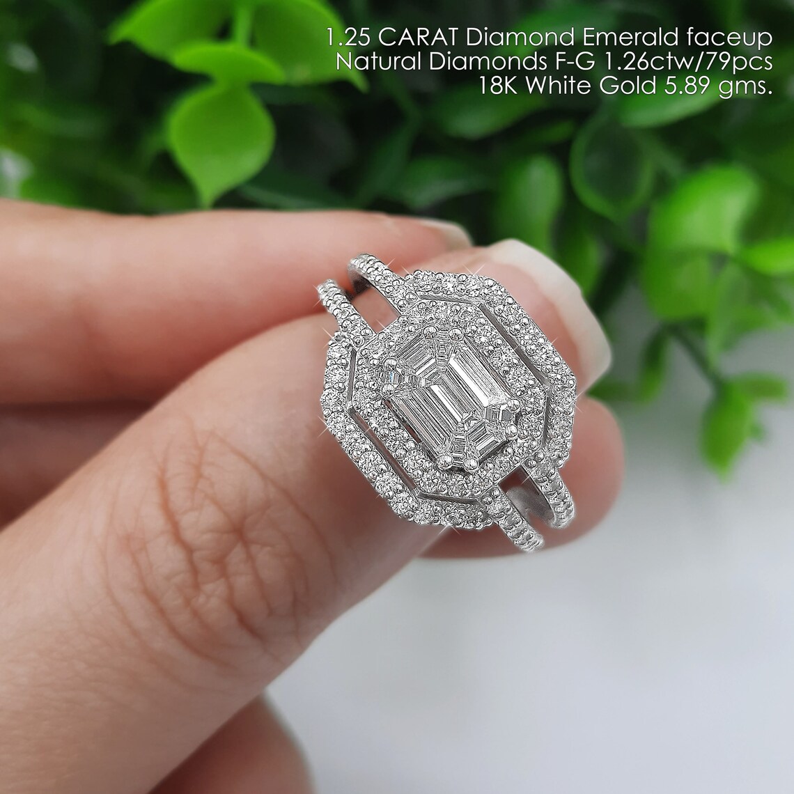 1.25ct Emerald Cut Diamond Faceup Natural Diamonds Pie-cut 1.26ctw in ...