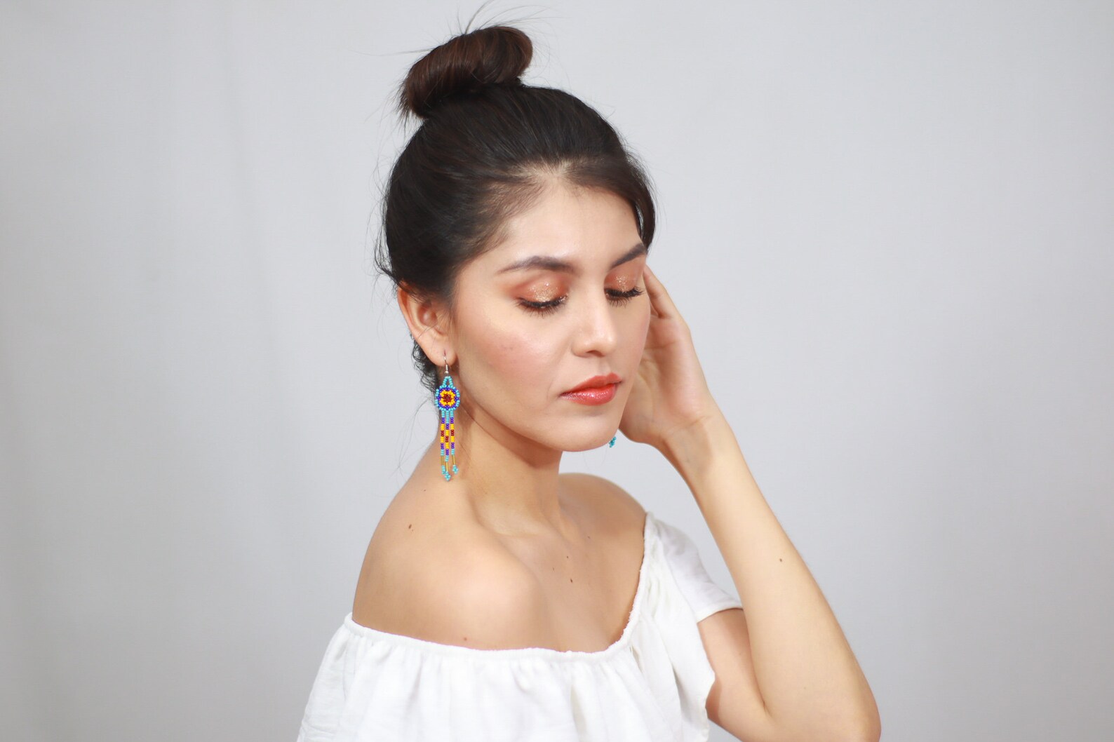 Dainty Boho Beaded Earrings, Small Dreamcarcher Design, Indigenous Made ...