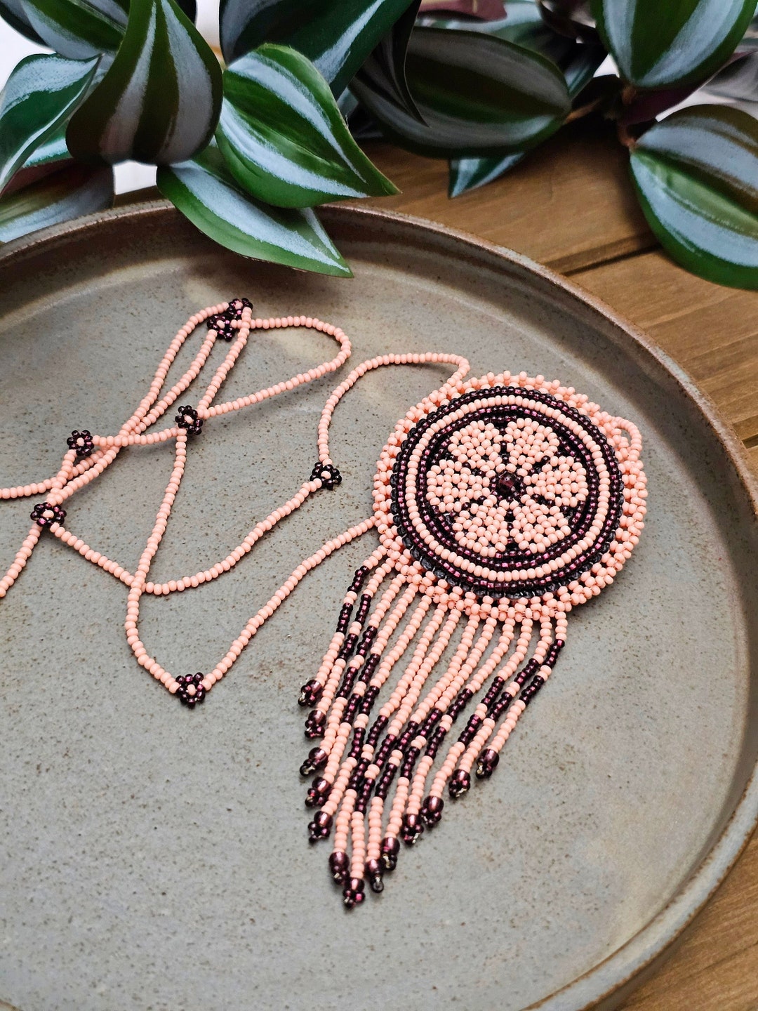 Native Beaded Necklace, With Medicine Pouch, Native American Medallion ...