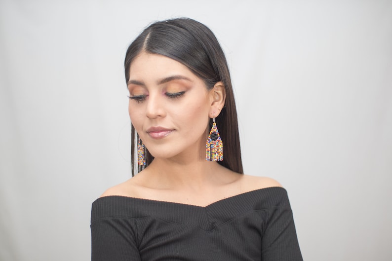 Black Sun Earrings Native American Beaded Earrings Boho Sun | Etsy