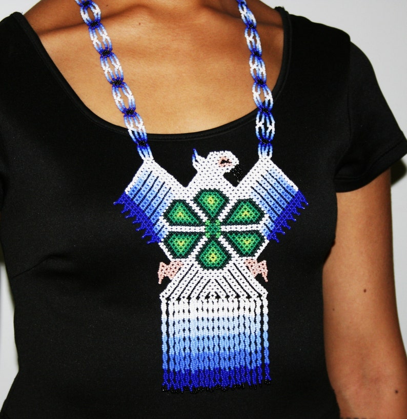 Beaded Eagle Necklace Peyote Necklace Huichol Eagle - Etsy