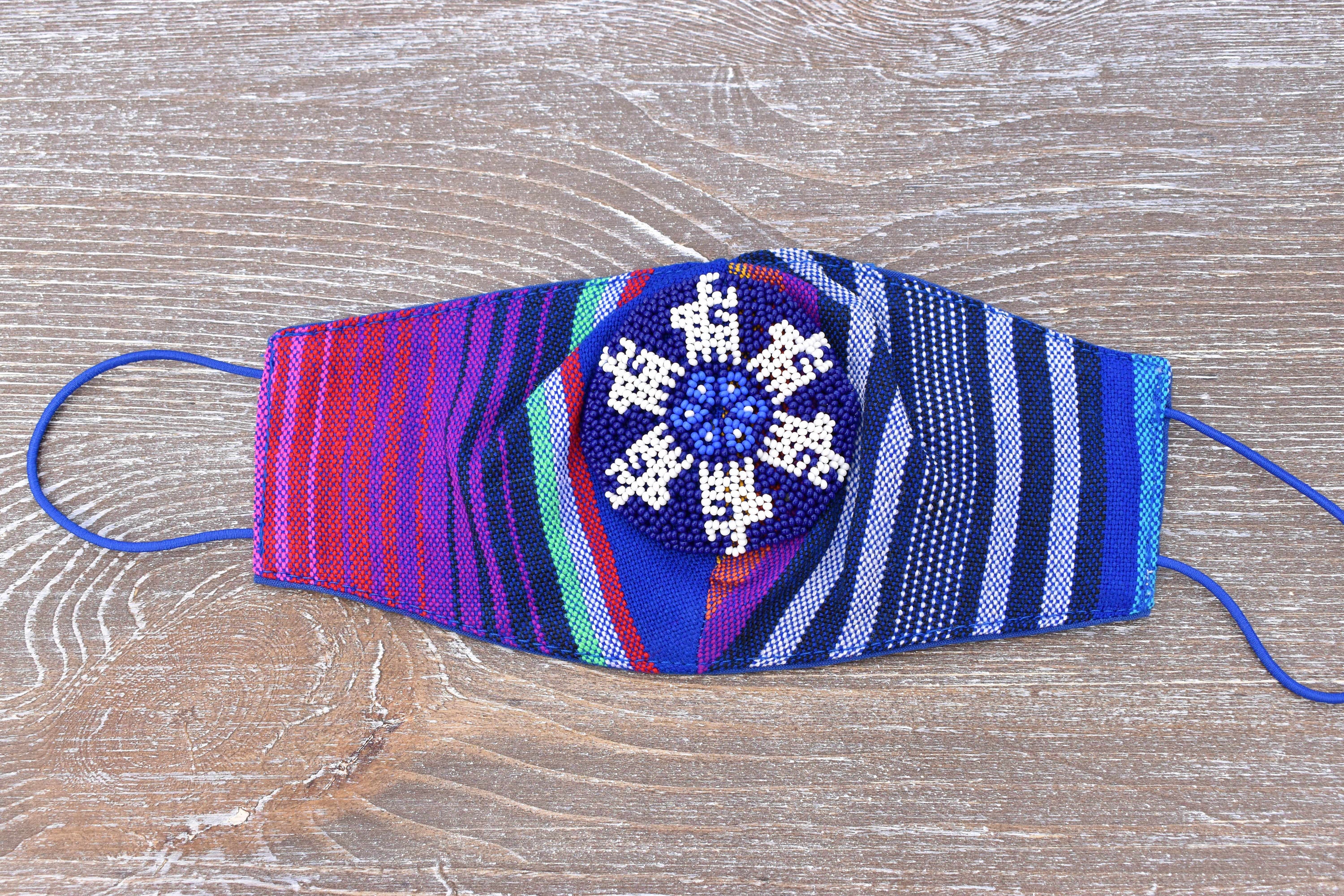 Reusable Face Mask, Oaxacan Textile with Native Beadwork, Boho Mask ...