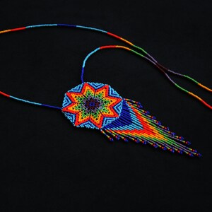 Beaded Sun Necklace, Starburst Necklace, Seed Bead Necklace, Tribal ...