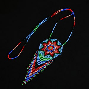 Beaded Star Necklace, Native American Sun Necklace, Huichol Beaded ...