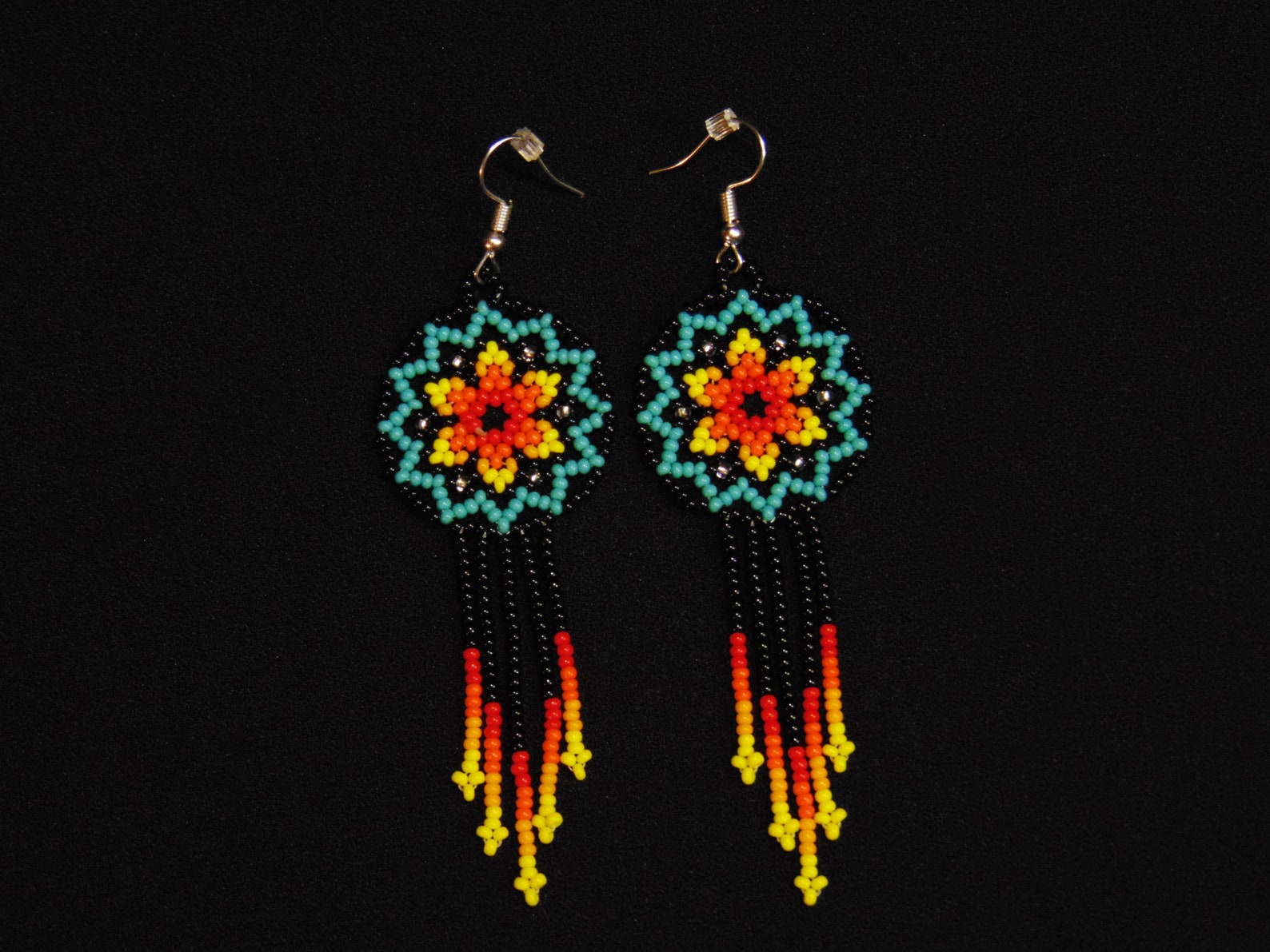 Starburst Earrings, Beaded Stars, Native American Jewelry Huichol, Star ...
