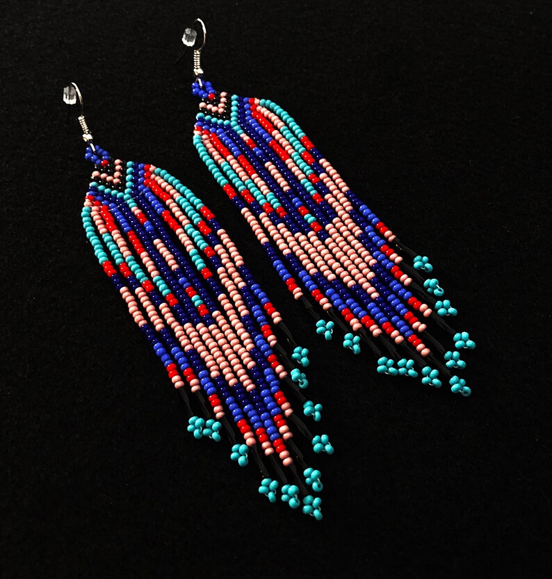 Tribal Hipster Chic Earrings, Beaded Boho Earrings, Native American ...