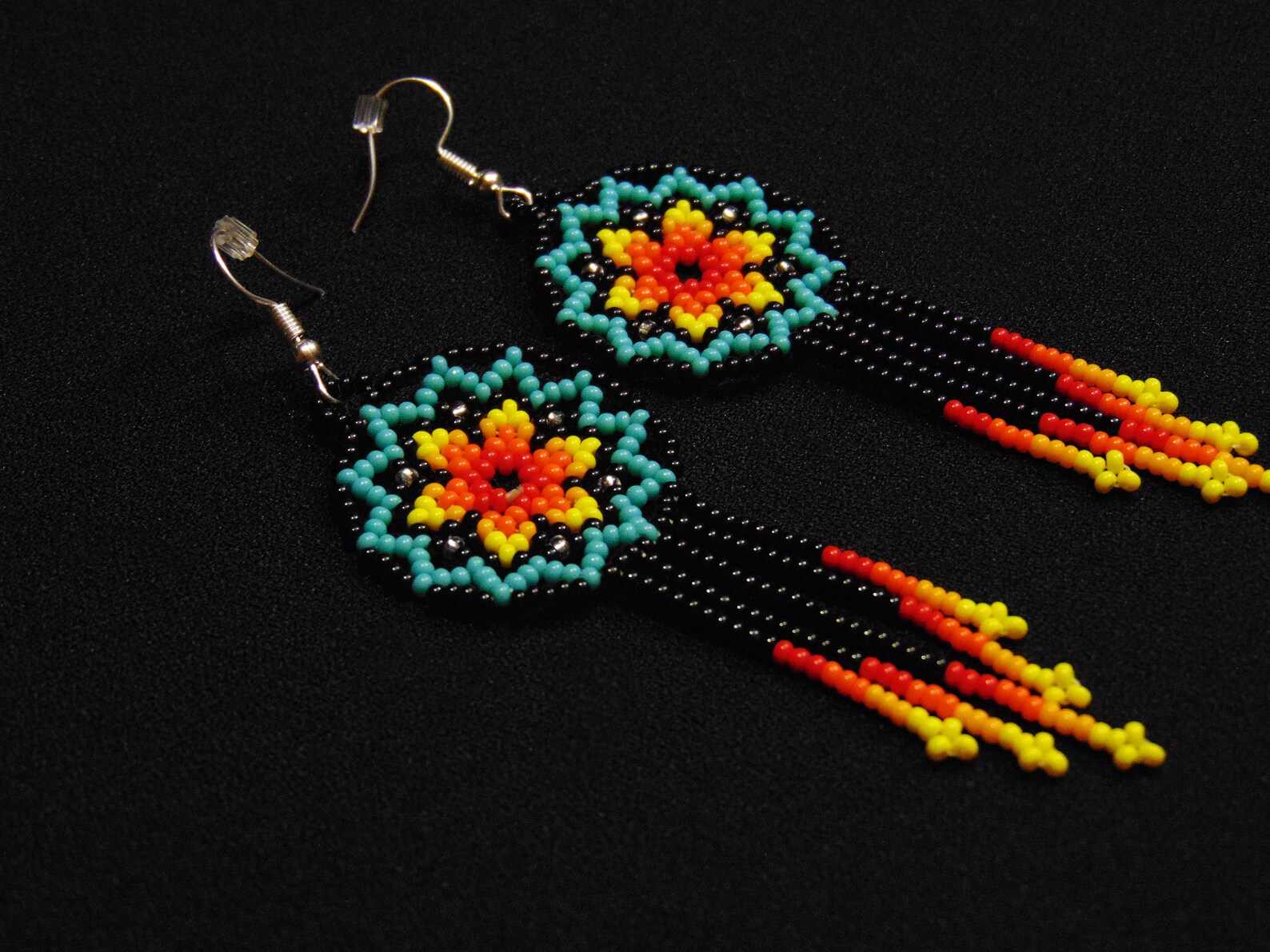 Starburst Earrings, Beaded Stars, Native American Jewelry Huichol, Star ...