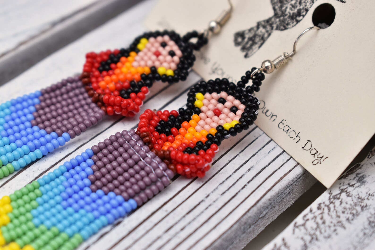 Indian Girl Earrings Native American Beaded Earrings Seed | Etsy