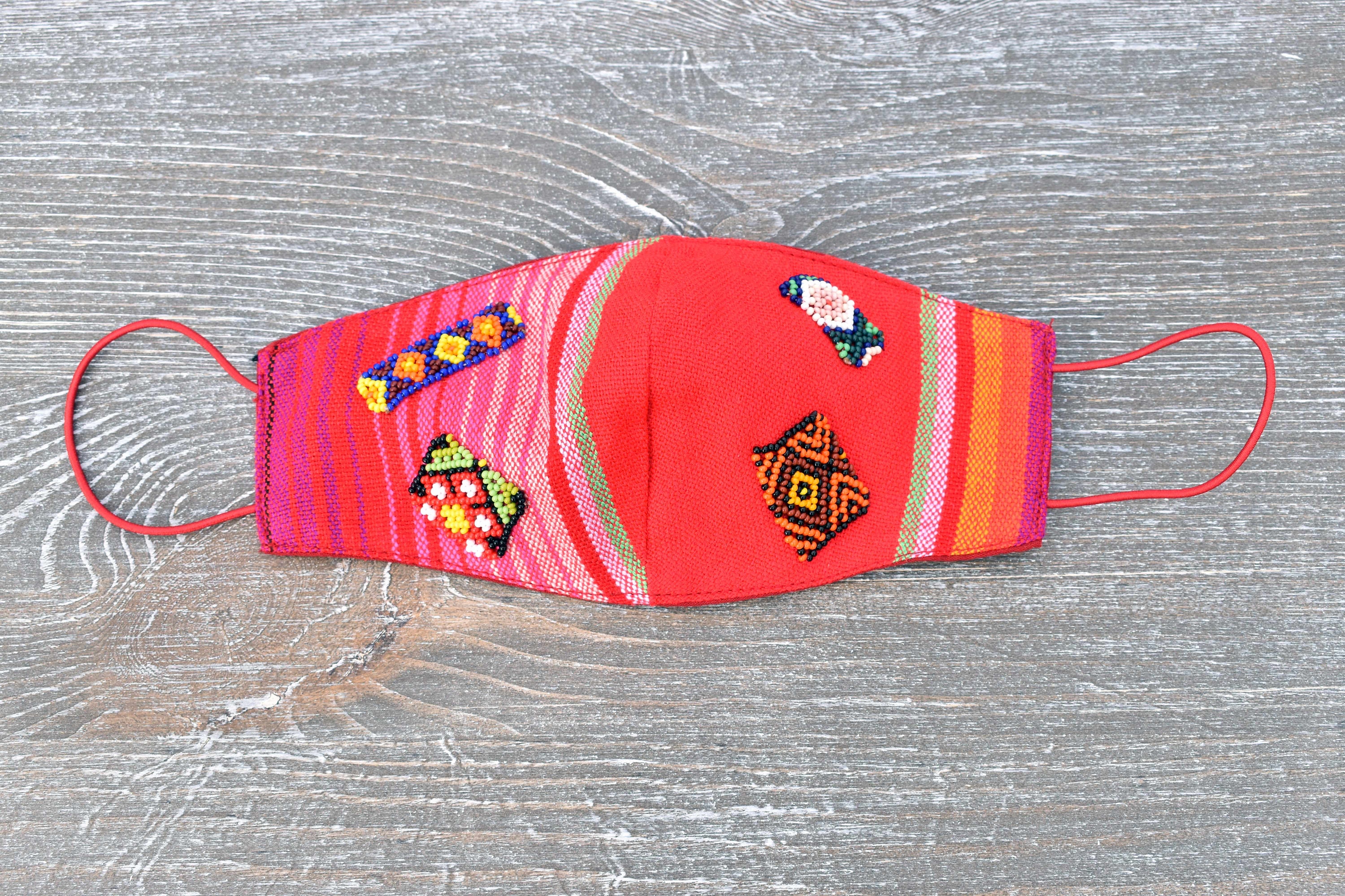 Reusable Face Mask, Oaxacan Textile with Native Beadwork, Boho Mask ...
