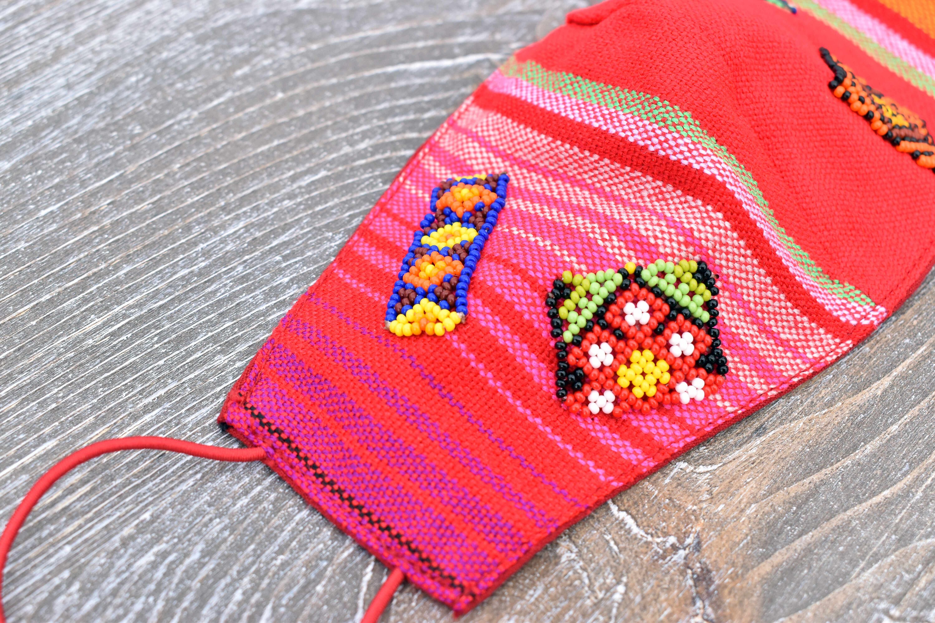 Reusable Face Mask, Oaxacan Textile with Native Beadwork, Boho Mask ...
