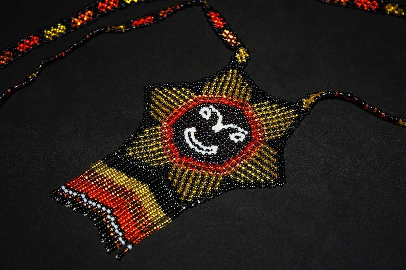 Huichol Sun Necklace Sparkling Seed Bead Necklace Native Etsy