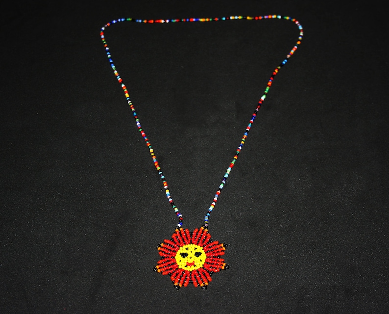Beaded Sun Necklace, Dainty, Huichol Necklace, Native American Necklace ...