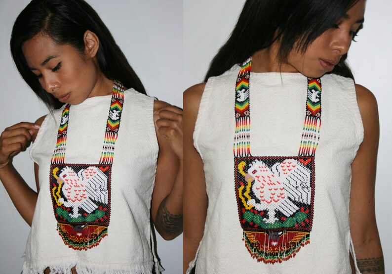 Shaman Style Necklace, Huichol Necklace, Native Beaded Necklace ...