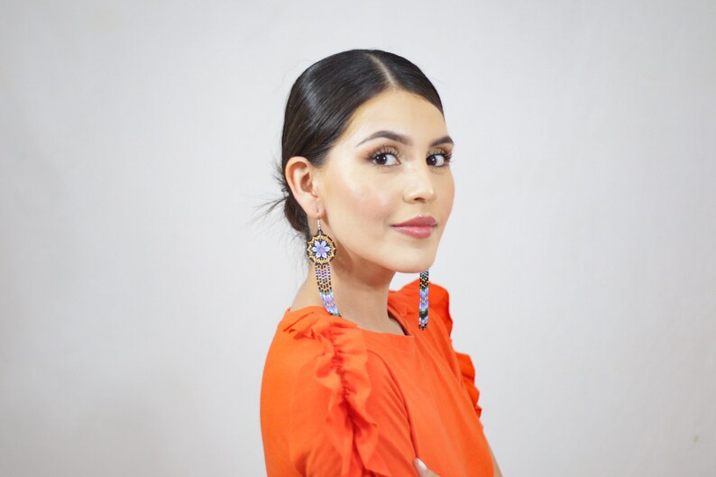 Long Starburst Earrings Beaded Stars Native American Jewelry - Etsy