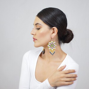 Beaded Sun Earrings, Geometric Sun Earrings, Native American Beaded ...