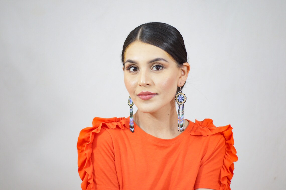 Long Starburst Earrings Beaded Stars Native American Jewelry - Etsy