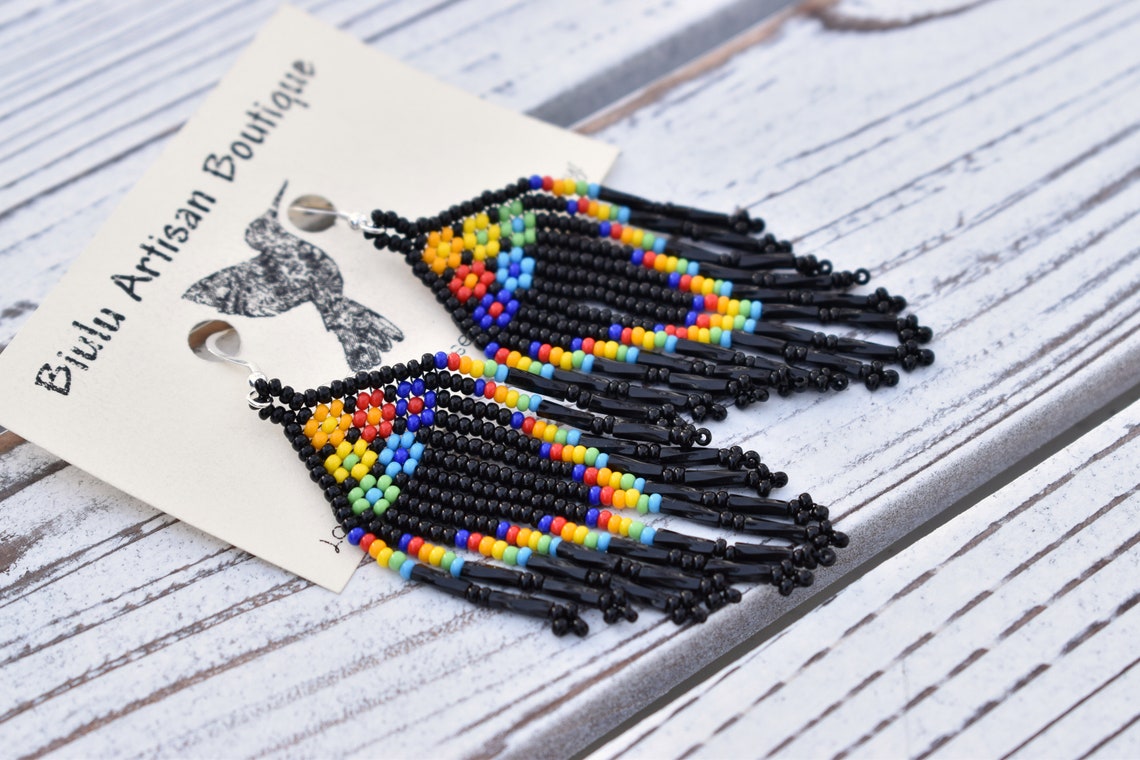 Native American Dangle Earrings, Huichol Earrings, Native American ...