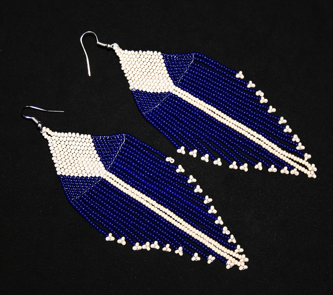Native Beaded Earrings Native Dangle Earrings Large Seed | Etsy