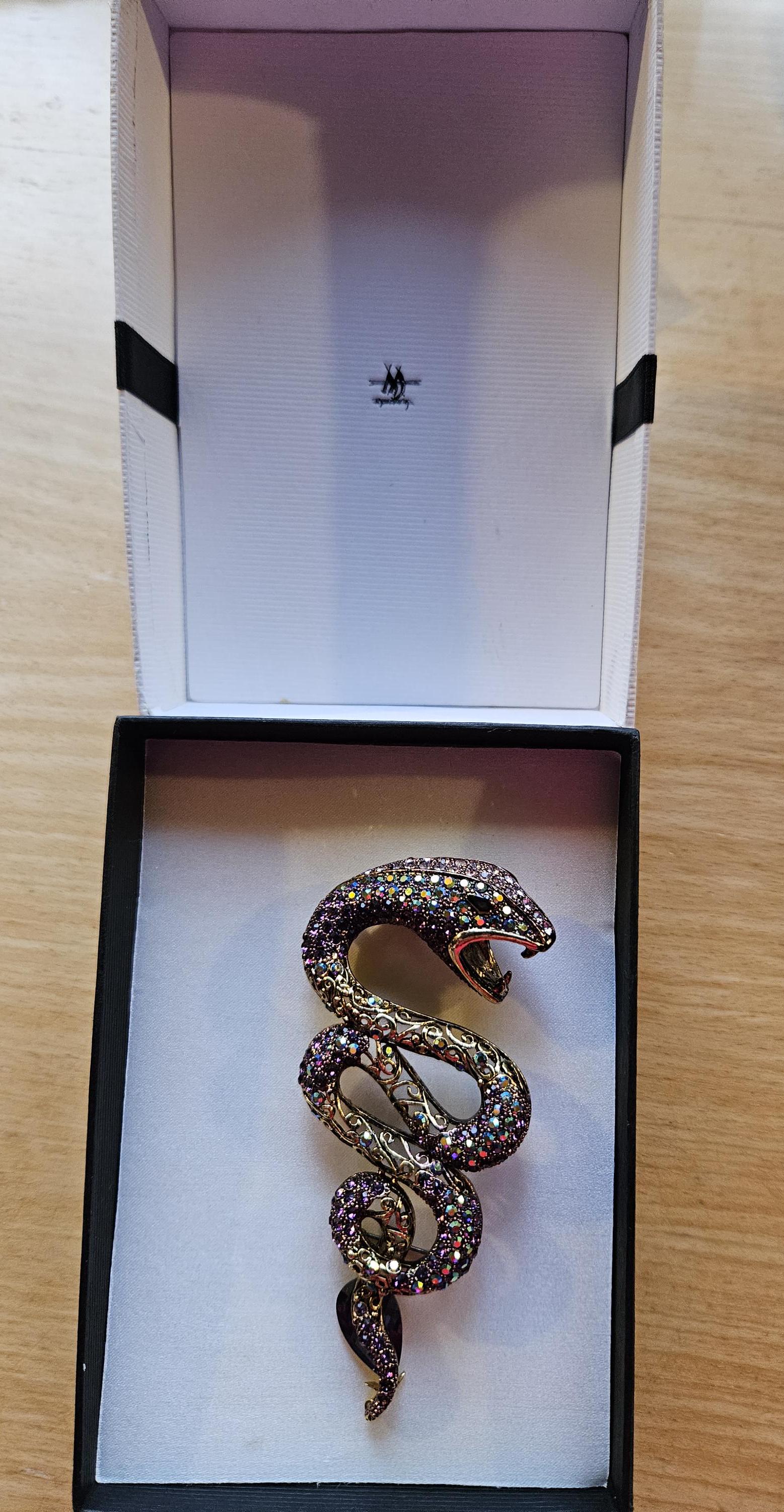 Large Janus Jewellery Snake Cobra Brooch, Gilt Filigree, Original Box ...