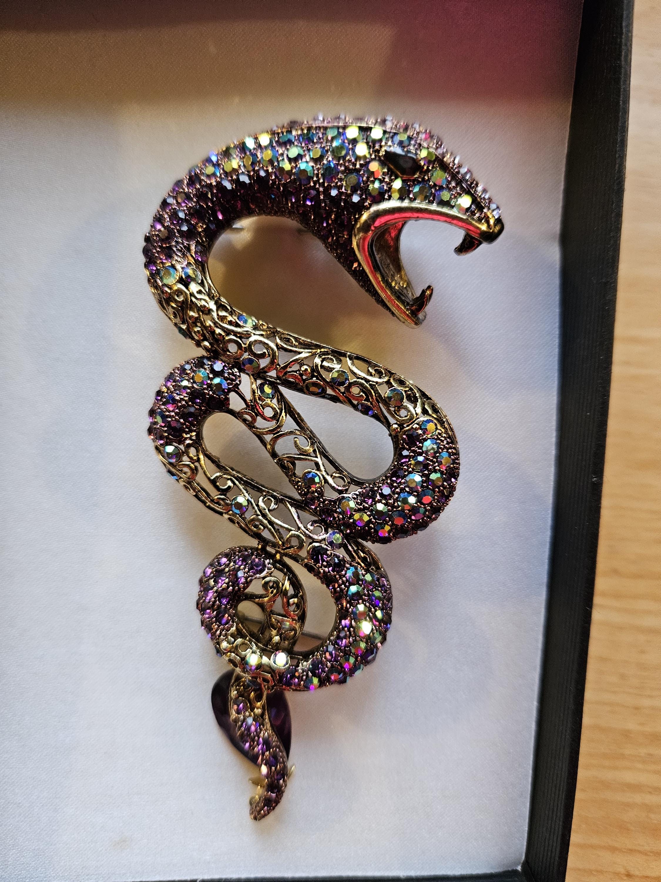Large Janus Jewellery Snake Cobra Brooch, Gilt Filigree, Original Box ...