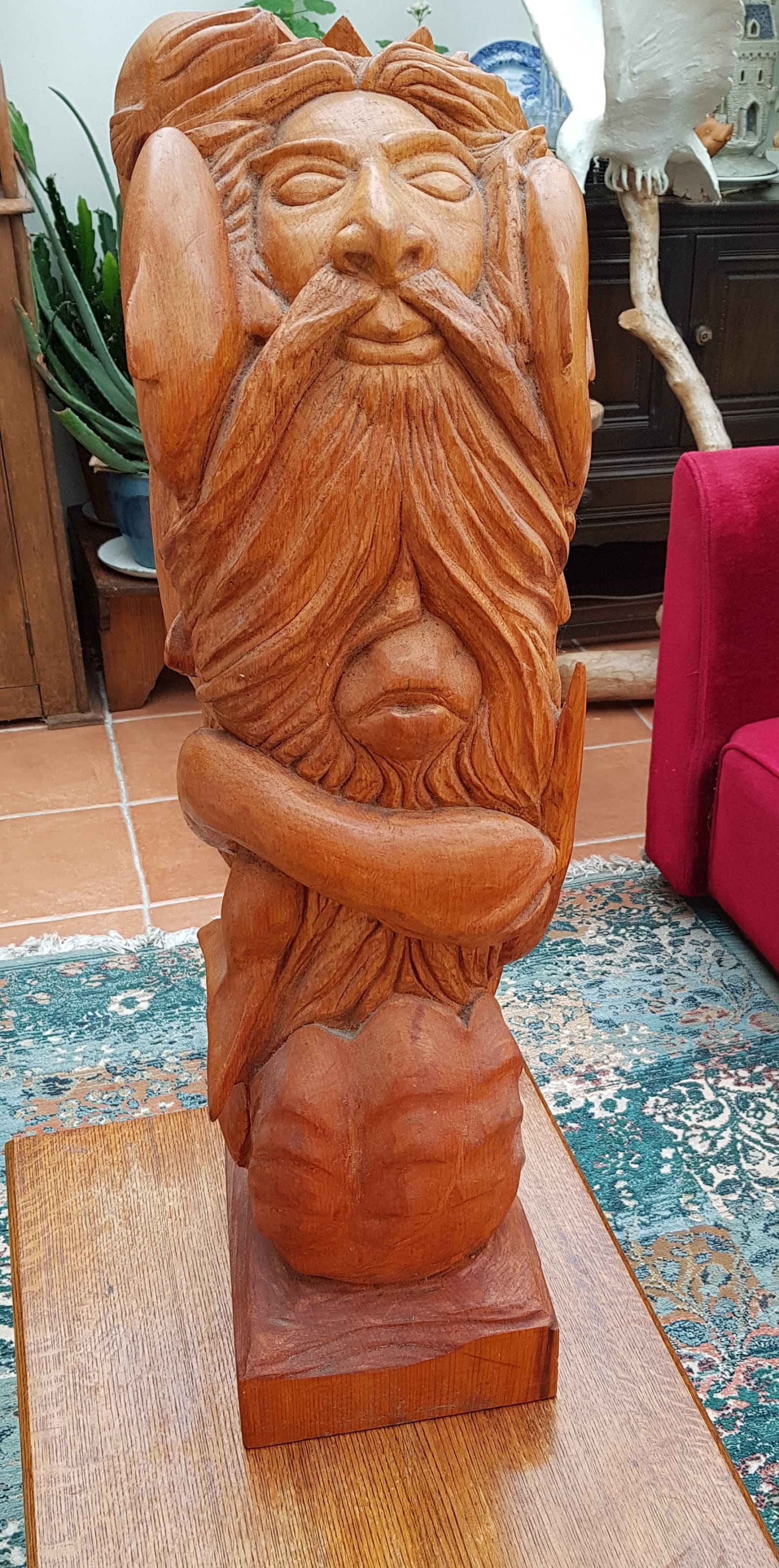 Wood Carving - Large Wood Sculpture: Manannan Mac Lir, Celtic God of ...