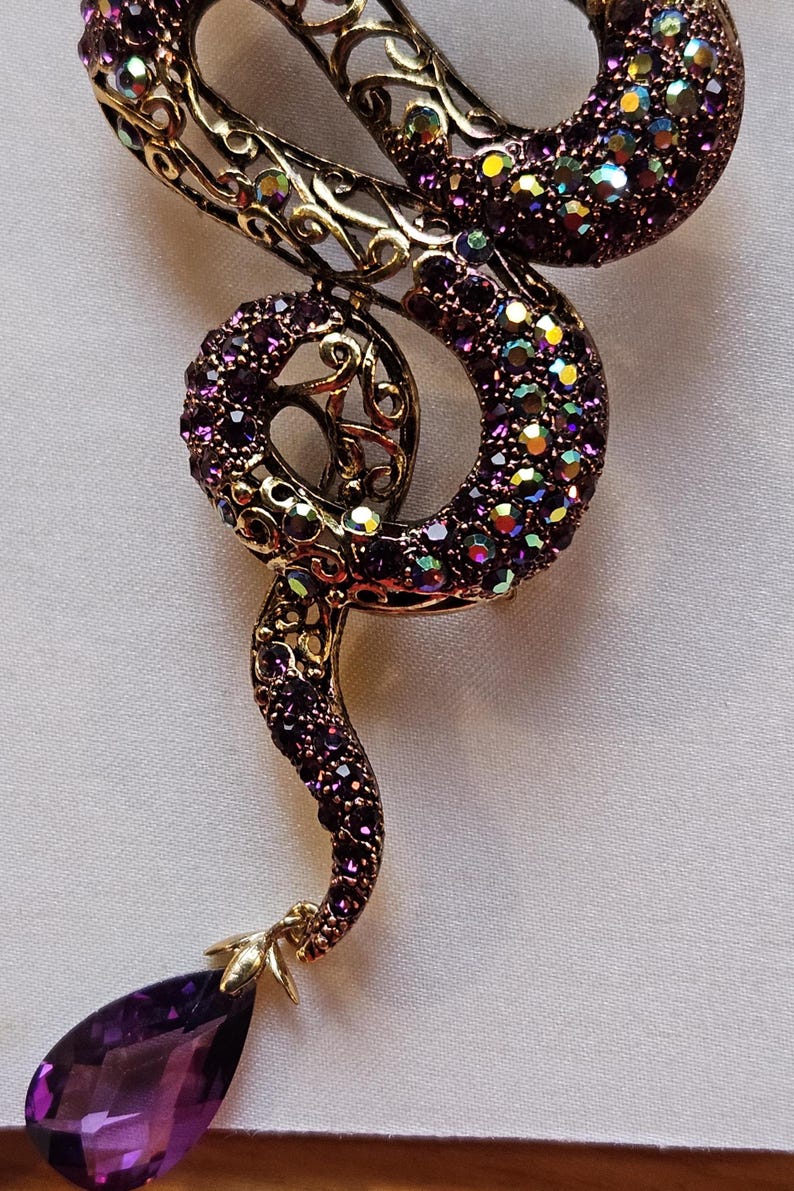 Large Janus Jewellery Snake Cobra Brooch, Gilt Filigree, Original Box ...