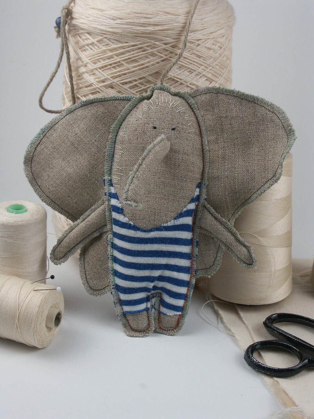Linen Elephant - Hanging Elephant Decoration - Fabric Safari Animal ...