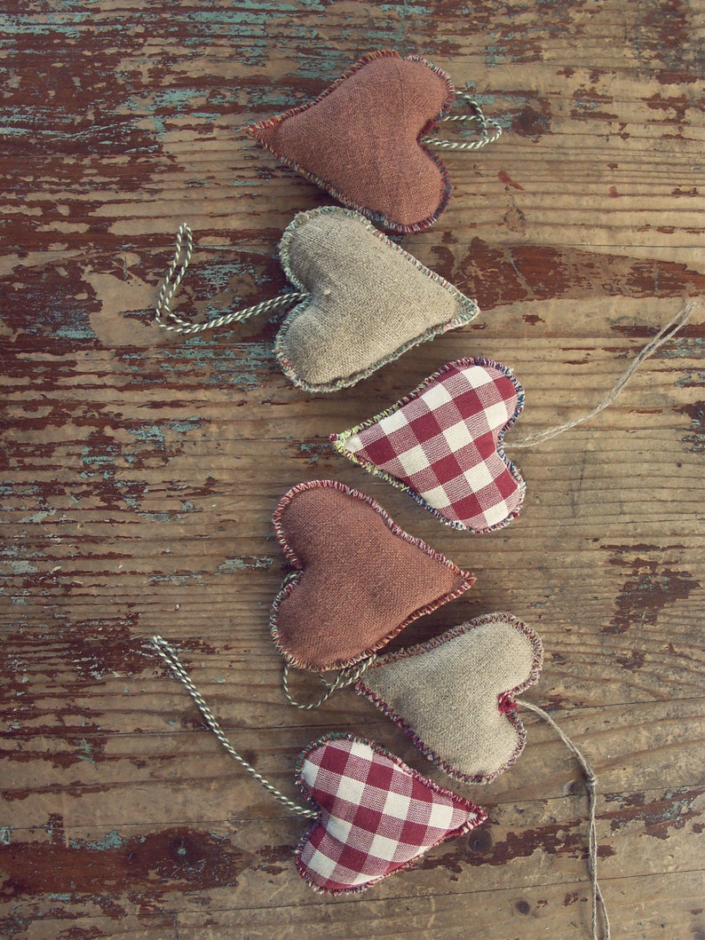 Hearts set of 6/ Heart Garland/ Heart Hanging Wall Ornament/ - Etsy