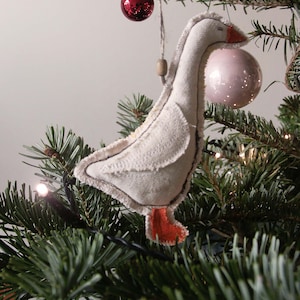 Fox Geese Heart - Linen Christmas Tree Decorations Set - Linen ...