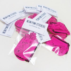 Neon Pink Stickers for Snail Mail - Etsy