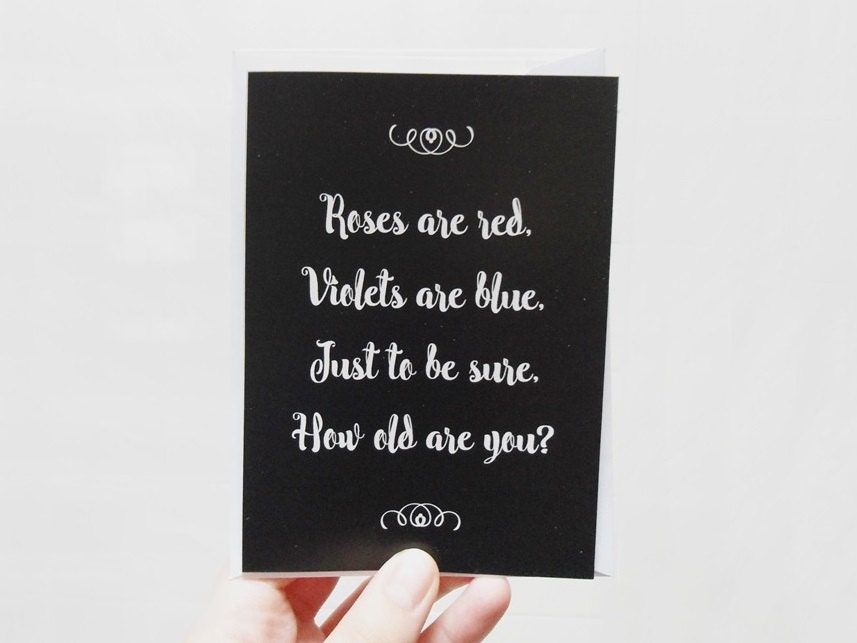 Roses Are Red Funny Valentine Card, Love Greeting Card, Black ...