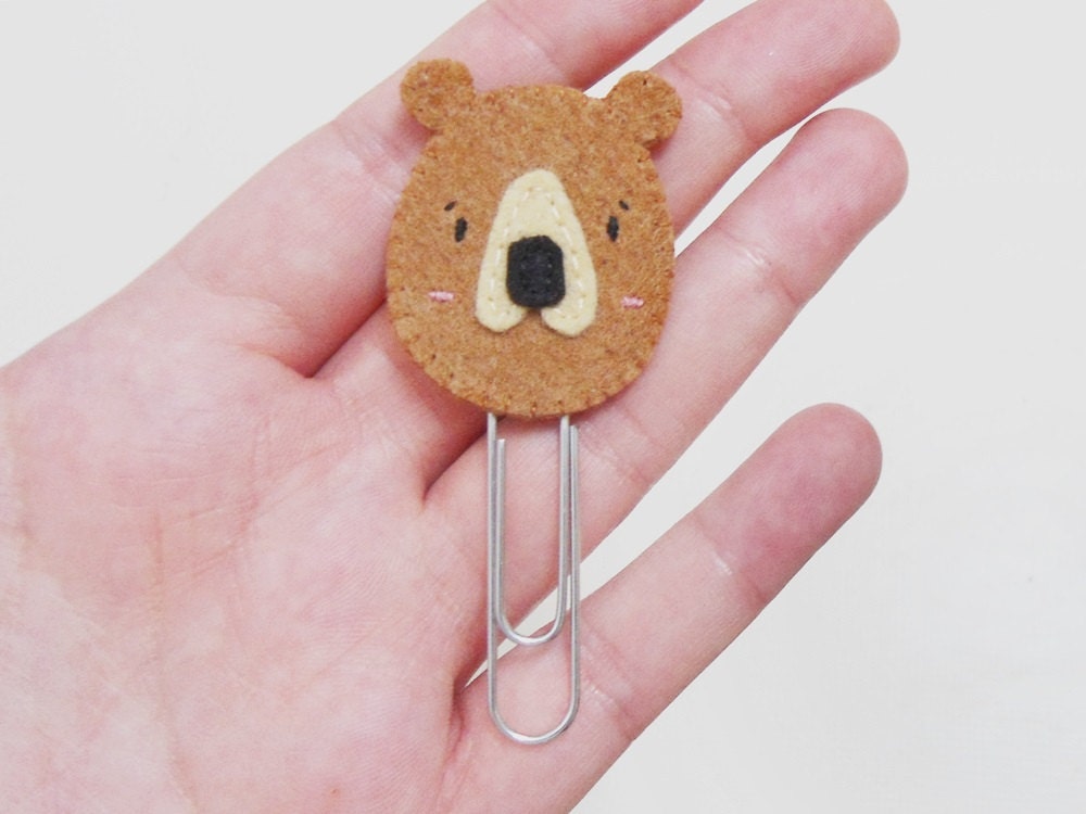Felt Planner Clip, Felt Bear Paperclip, Cute Filofax Clip, Lovely ...
