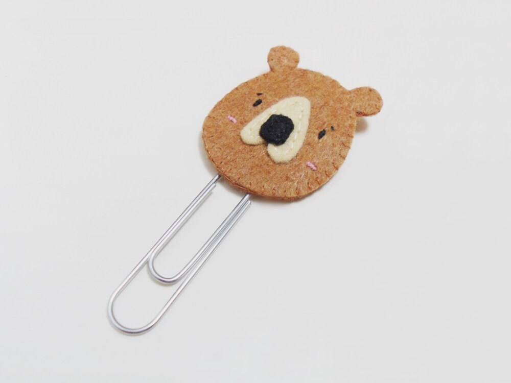 Felt Planner Clip, Felt Bear Paperclip, Cute Filofax Clip, Lovely ...