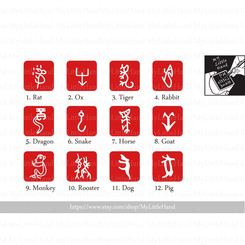 1.5cm Chinese Zodiac oracle Bone Script Stone Seal - Etsy