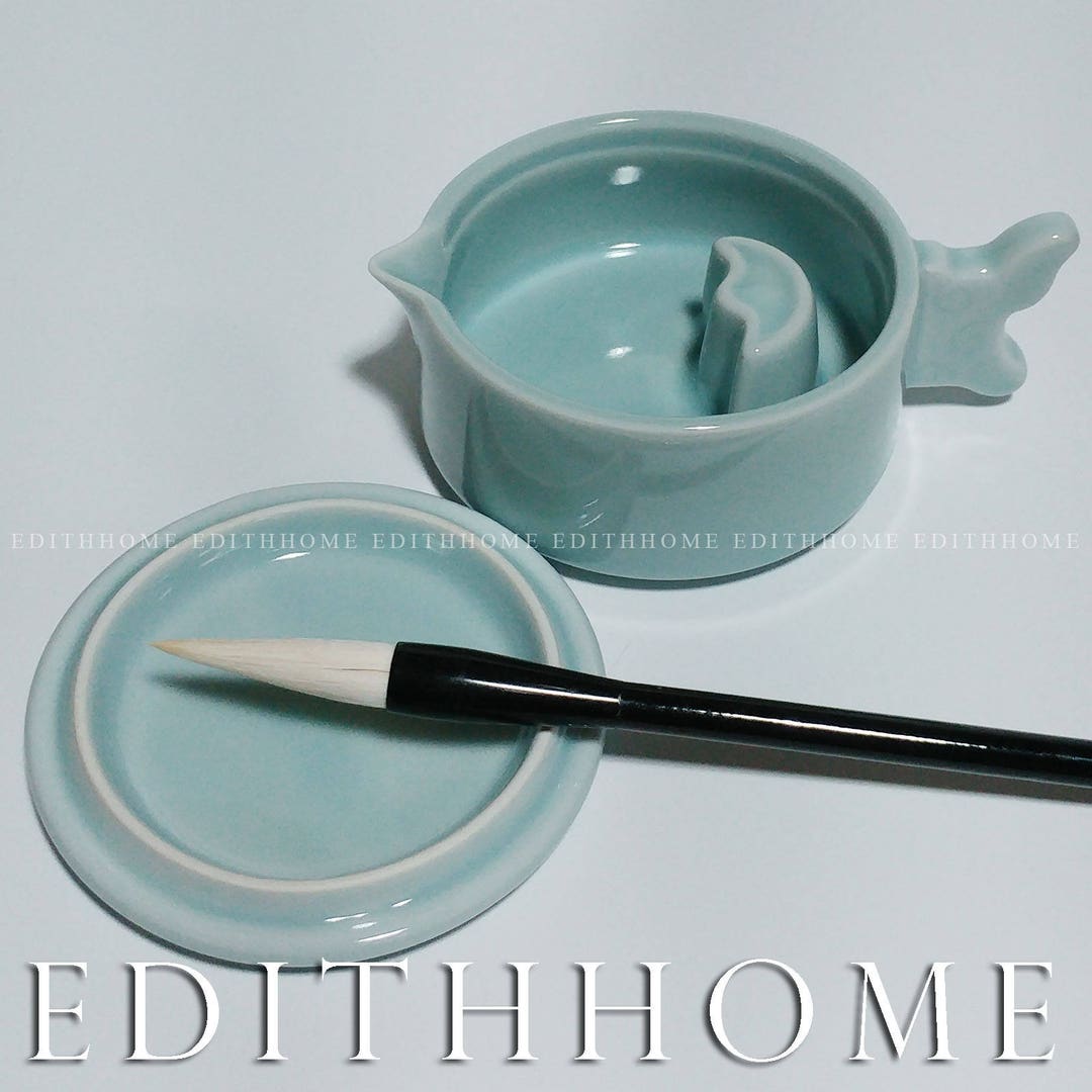 Rare Calligraphy Tools Light Blue Porcelain Ink Pot With - Etsy