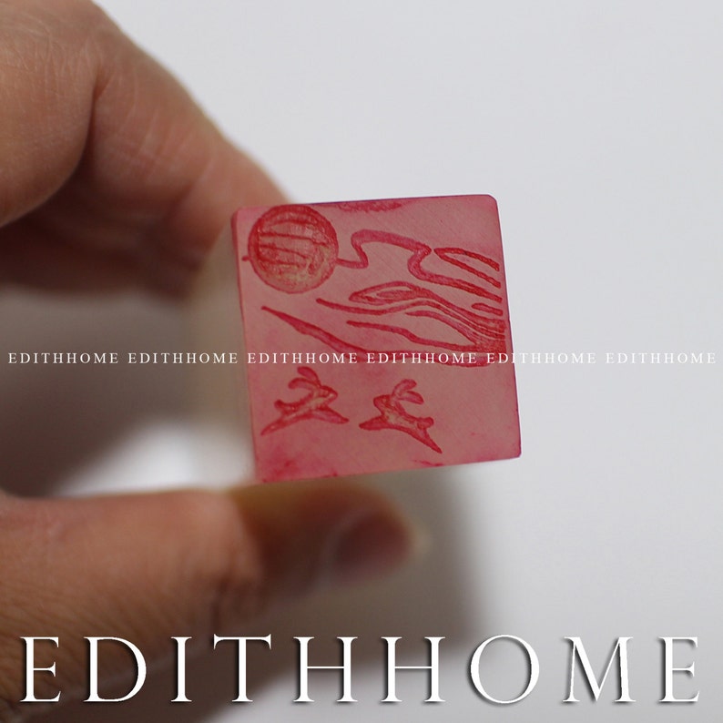Moon Rabbit Stone Seal Rabbit Playing Under the Moon Stamp - Etsy