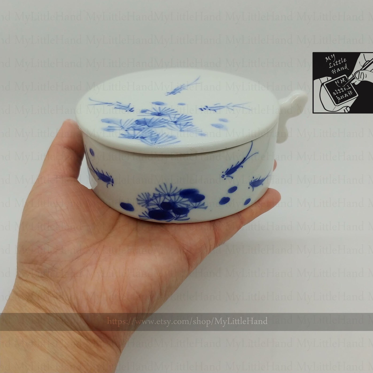 Calligraphy Tools Porcelain Ink Pot With Palette Cover Brush - Etsy