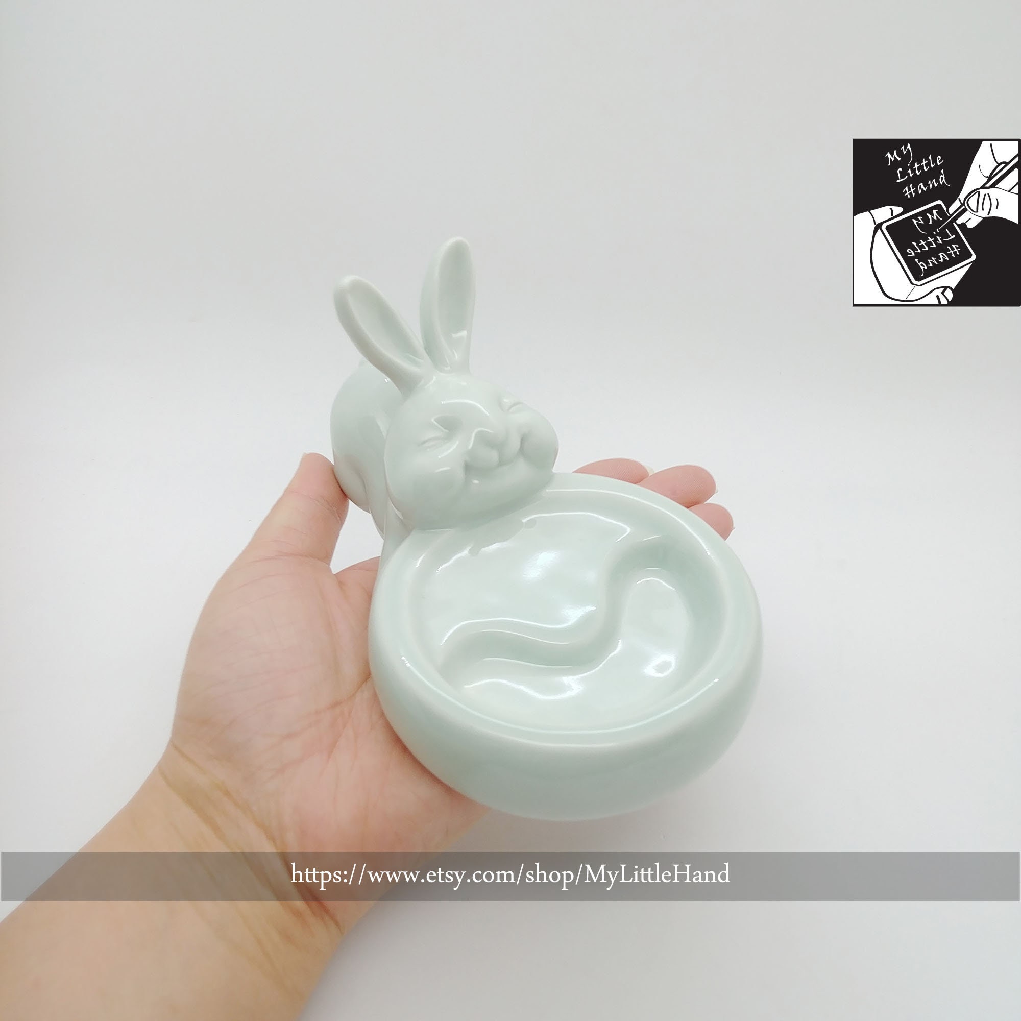Rare Calligraphy Tools Light Green Bunny Rabbit Porcelain | Etsy