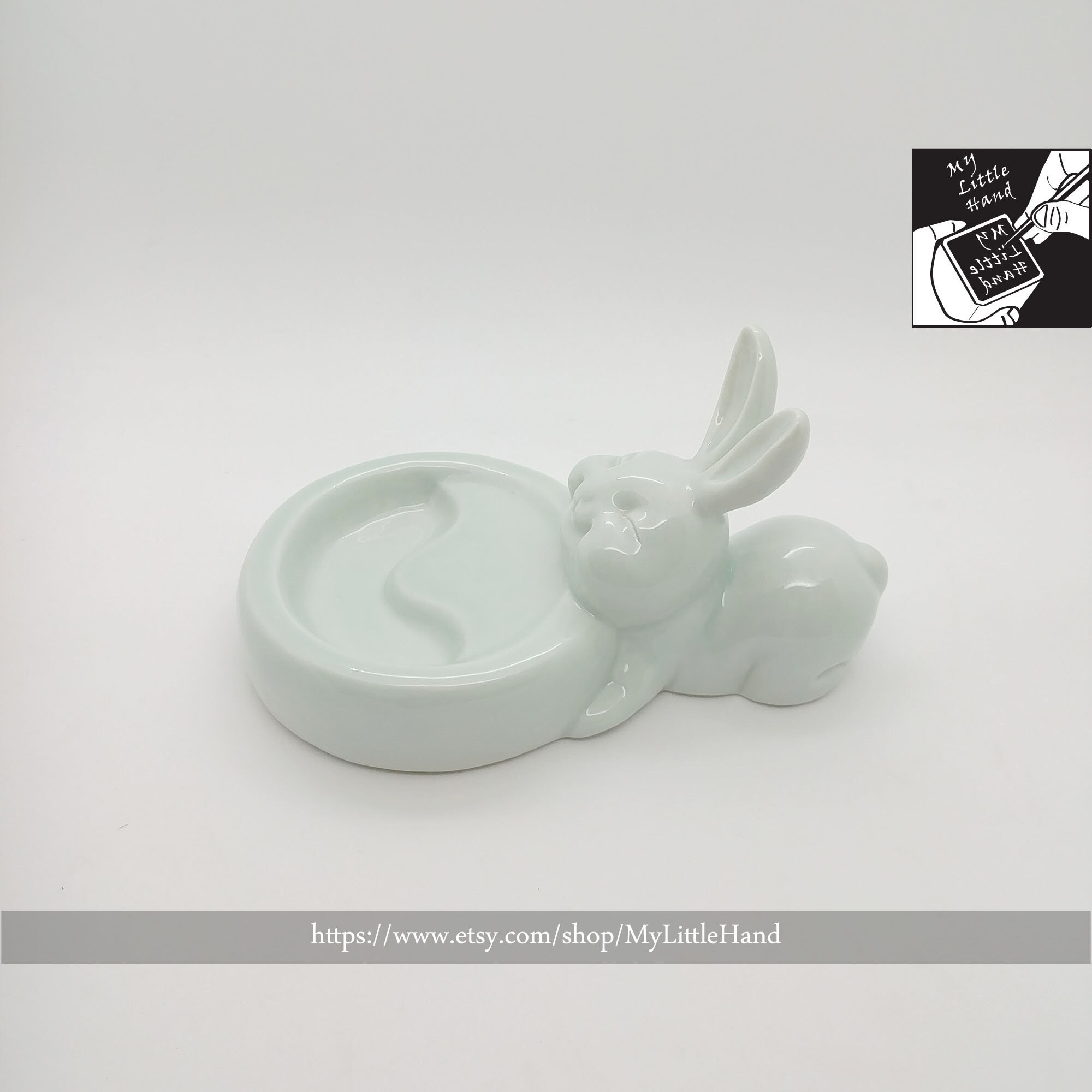 Rare Calligraphy Tools Light Green Bunny Rabbit Porcelain | Etsy