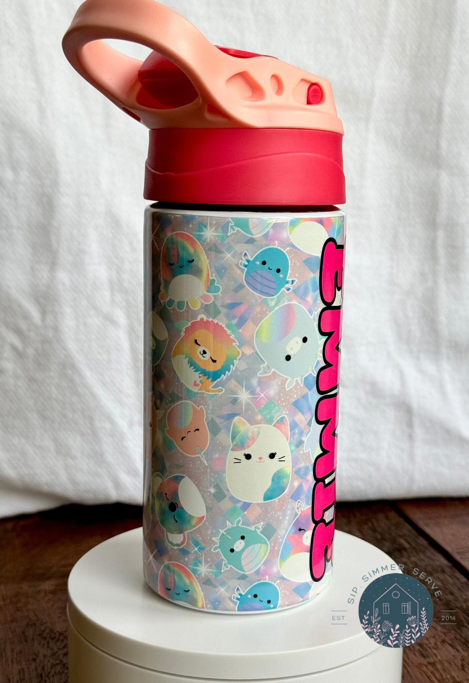 Personalized 12 Oz Water Bottle, Squish Squad, Sports Top, Spill-proof ...