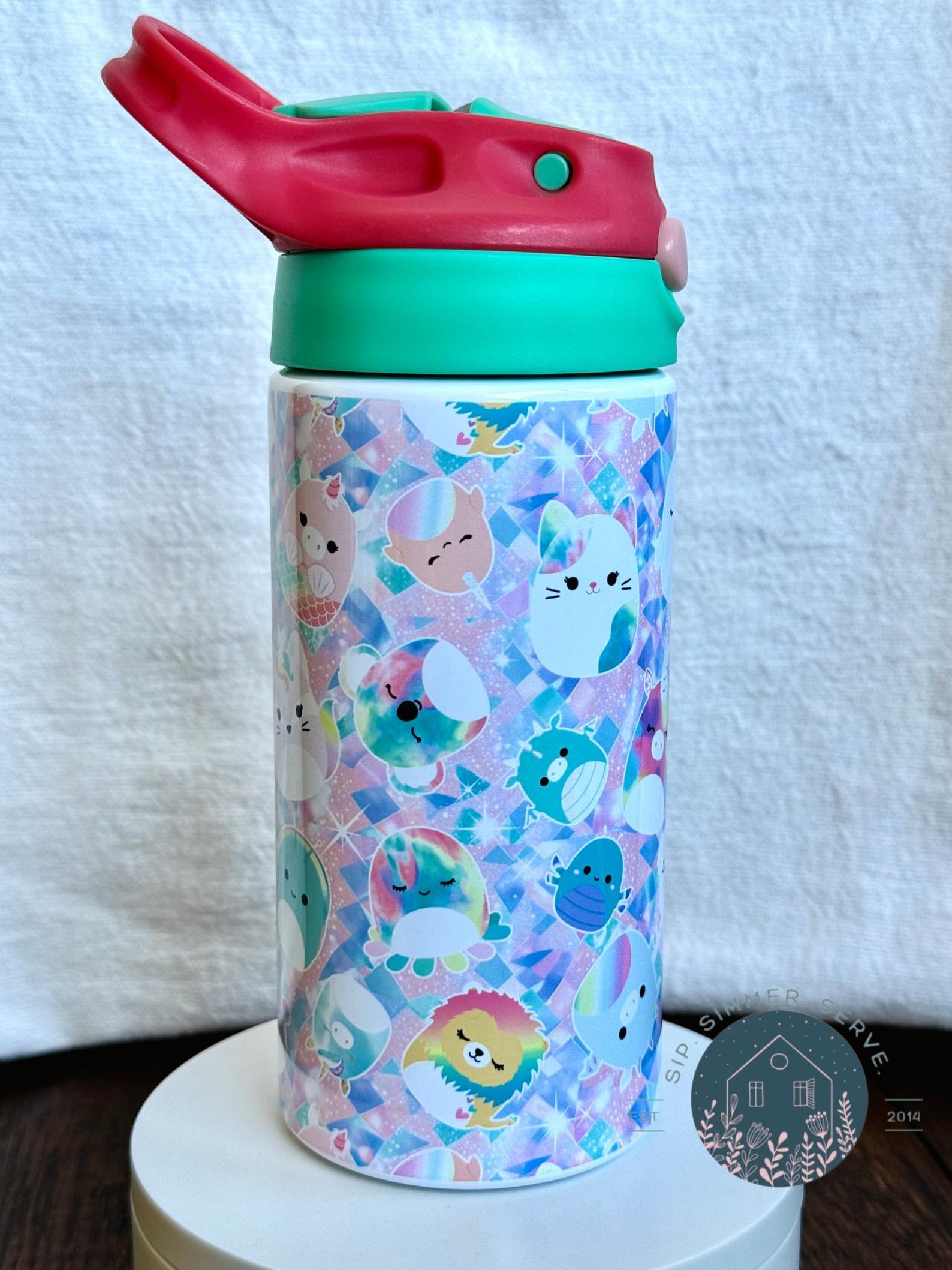 Personalized 12 Oz Water Bottle, Squish Squad, Sports Top, Spill-proof ...