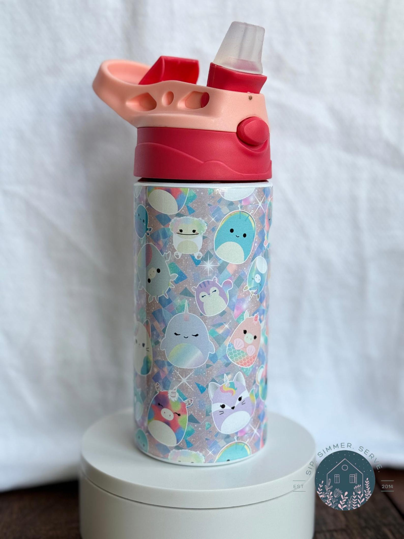 Personalized 12 Oz Water Bottle, Squish Squad, Sports Top, Spill-proof ...