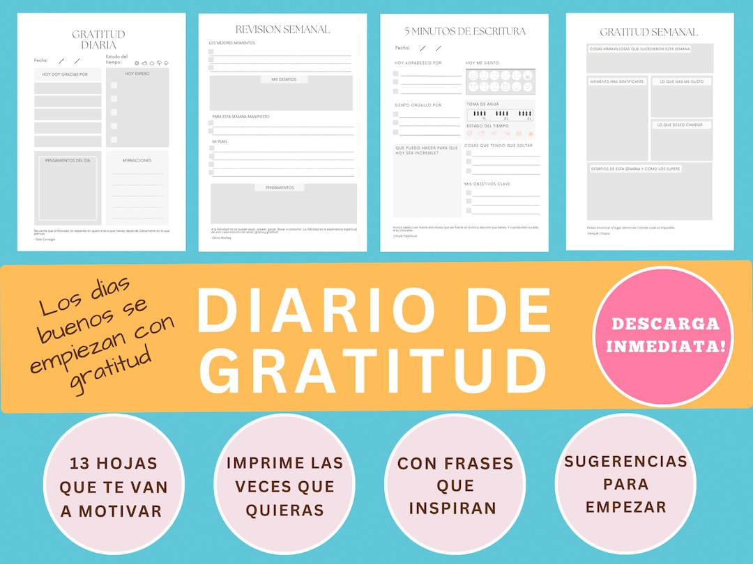 Diario De Gratitud Espanol, Dar Gracias, Mentalidad Positiva ...