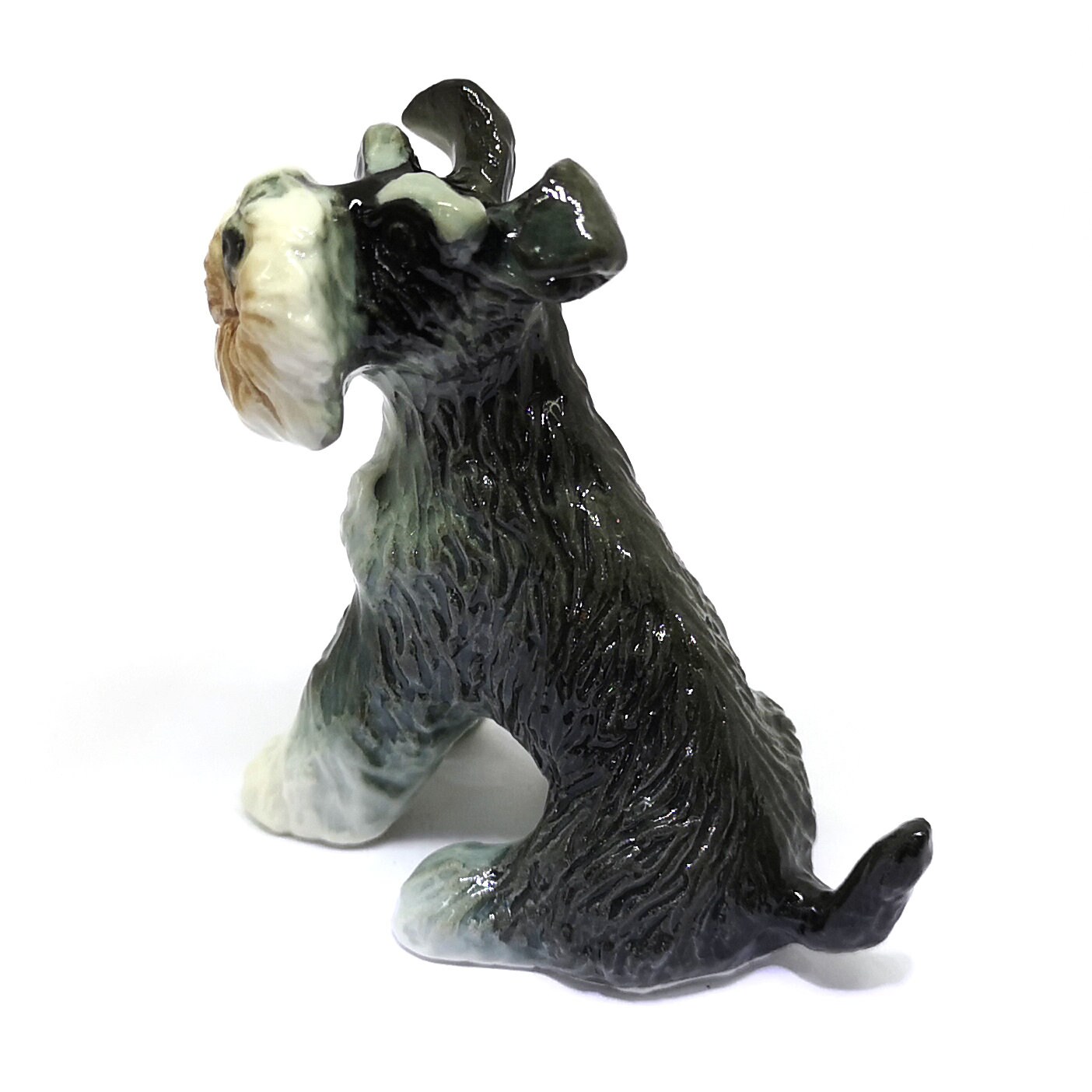 ZOOCRAFT Collectible Ceramic Schnauzer Dog Figurine Animals Sitting ...
