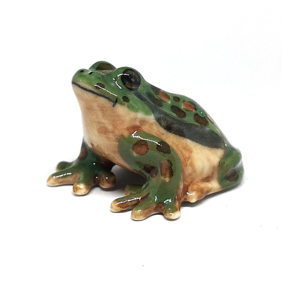 ZOOCRAFT Miniatures Ceramic Green Frog Figurine Craft Gift Collectible ...