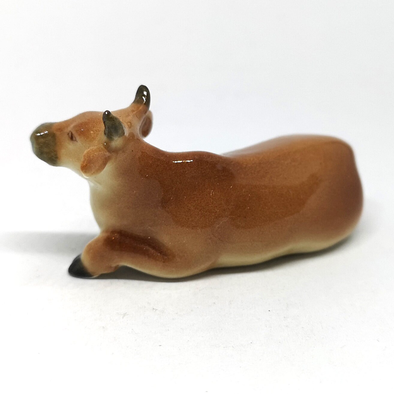 ZOOCRAFT Cute Brown Cow Ceramic Figurine Vintage Farm Animal | Etsy