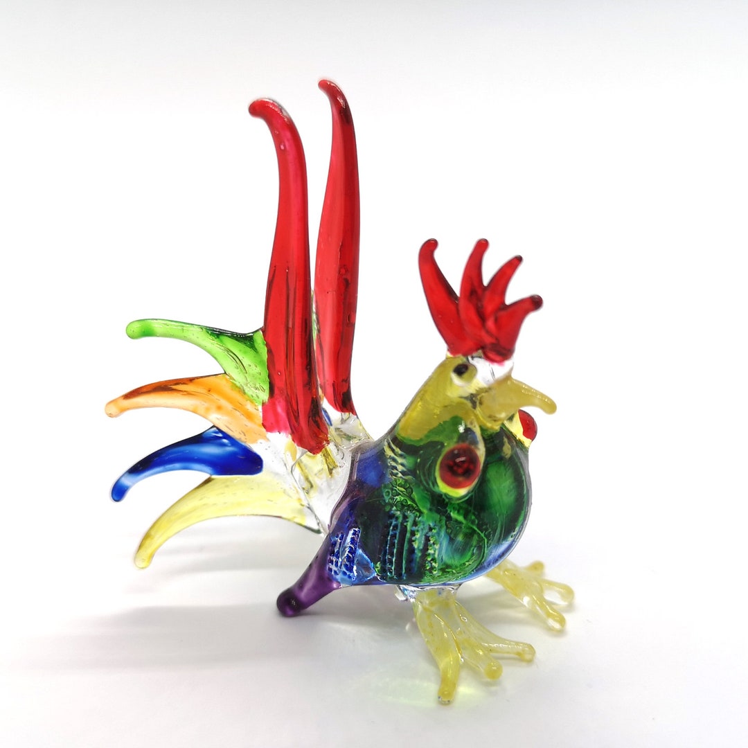 ZOOCRAFT Colorful Glass Chicken Figurine - A Playful Accent for ...