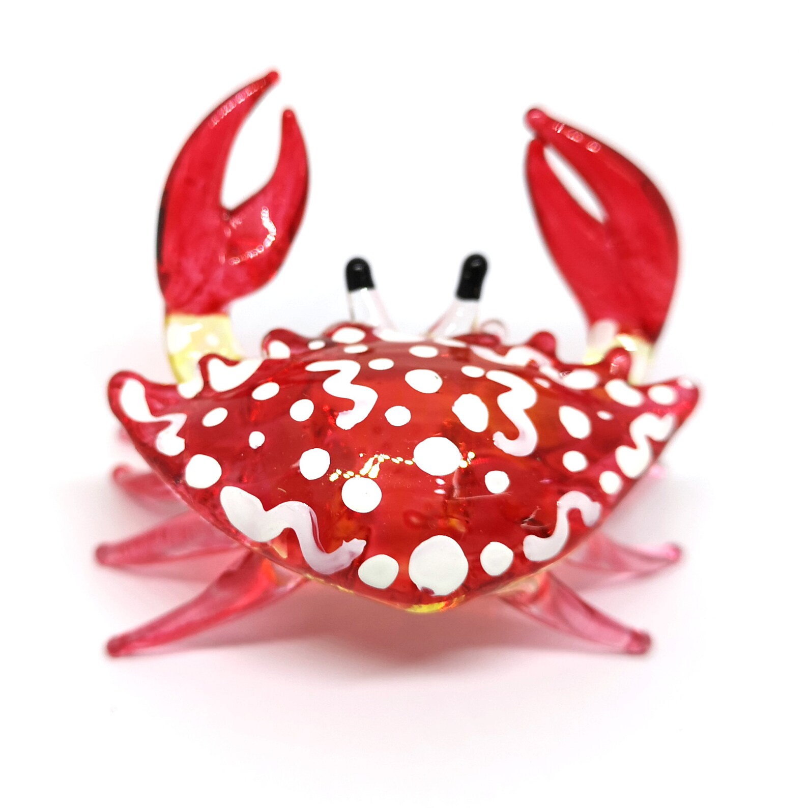 Hand Blown Glass Crab Figurine: Red Coastal Decor, Spirit Animal Gift ...