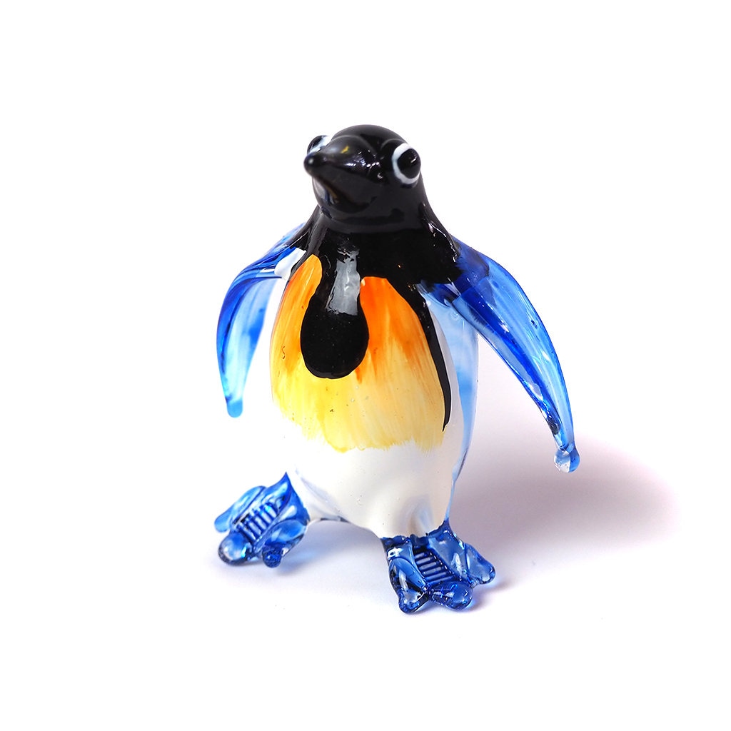 ZOOCRAFT Blown Glass Penguin Figurine Blue Polar Animal | Etsy